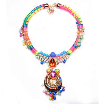 China European Style Fashion Elegant Vintage beads Statement Necklace Rhinestone pendant for sale