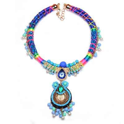 China Fashion Elegant Vintage beads Statement Necklace Rhinestone pendant for sale