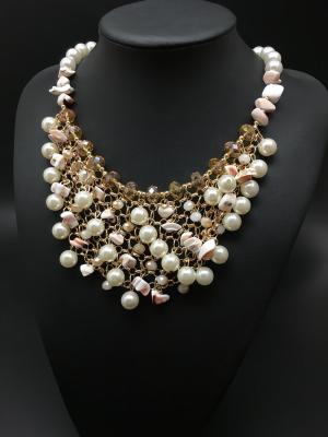 China Women Collar Chokers Necklaces Fashion Multicolor pearl Bead Statement Necklace for sale