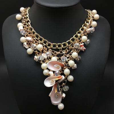 China Fashion pearl  jewelry choker necklace big shell Vintage Collar Statement necklace for sale