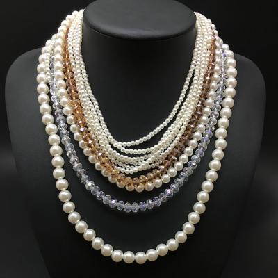 China New Collares multilayer pearl  Necklace Fashion Statement Necklace for Women for sale