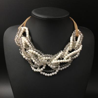 China Fashion Luxury Multiple Layer Pearl Necklace For Women Chunky Statement neckalce for sale