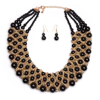 China Women Choker Crystal  Necklace Statement Chunky Collar hand woven Chain Jewelry for sale