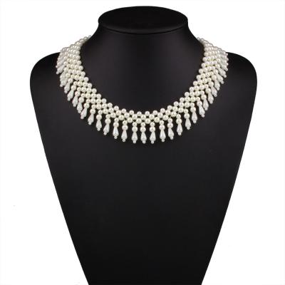 China Fashion imitation pearl bib Necklace choker women Necklace for sale