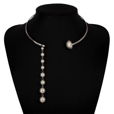 China New white  Pearl Bib Chunky Choker Statement Collar Necklace Women Jewelry for sale
