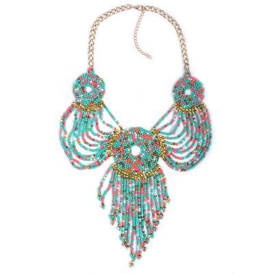 China Classic Pearl Jewelry bead tassel Chain pearl Choker Chunky Statement Bib Necklace for sale