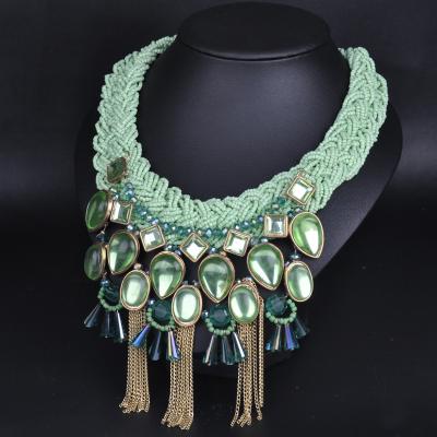 China Fashion Beaded Chocker necklace Crystal Stone Tassel Necklace for sale