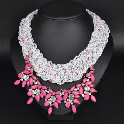 China Statement Choker crystal Flower Necklace Crystal Flora bead Collar Pendant Fashion Jewelry for sale