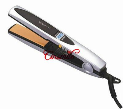 China Mens Nano Ceramic Hair Straightener Dual Voltage Salon Flat Irons Silver for sale