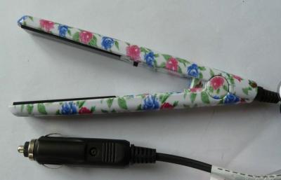 China Ceramic Tourmaline Flat Iron Car Charger Hair Straightener With 360 Degree Swivel Cord for sale