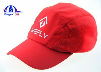 China Fashion Red Polymesh Cool Outdoor Sports Baseball Caps With Reflective Printing Logo for sale