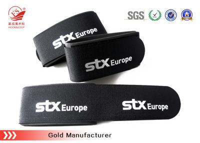 China 100% Nylon Customised Ski Velcro Straps For Knee Protection Black Color White Logo for sale