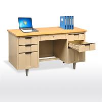 China 25mm MDF Board Office Table Desk with Stainless Steel Handle and Rust Proof Steel Frame for sale