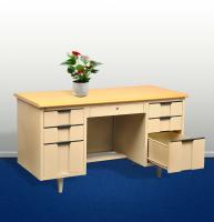 China 25mm MDF Board Office Table Desk with Stainless Steel Handle and Rust Proof Steel Frame for sale
