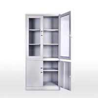 China Knock Down Steel Filing Cupboard 900x400x1850mm with Glass Doors and Adjustable Shelves for sale