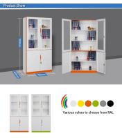 China Knock Down Steel Filing Cupboard 900x400x1850mm with Glass Doors and Adjustable Shelves for sale