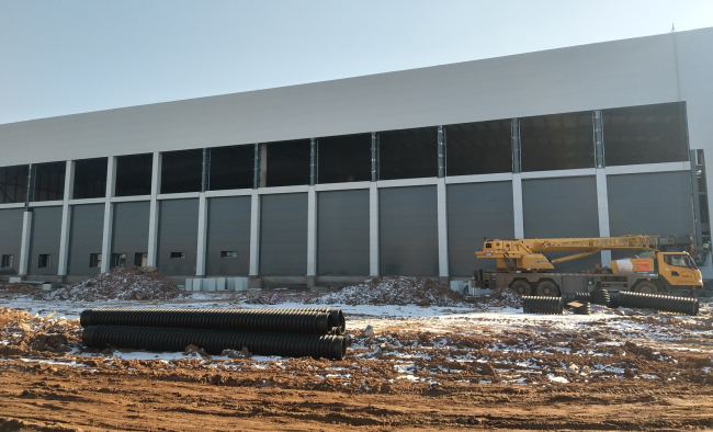 Steel structure construction site