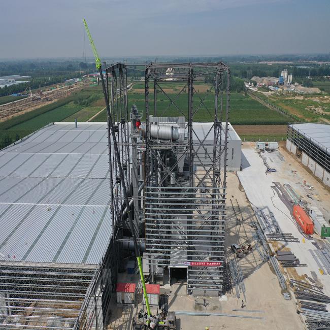 Steel warehouse construction in progress