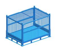 China Folding and stacking metal mesh material box, mesh frame iron box for sale