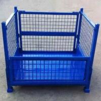 China Space Saving Pallet Storage Cage Metal Foldable Storage Fabric Rolls Stacking Rack for sale