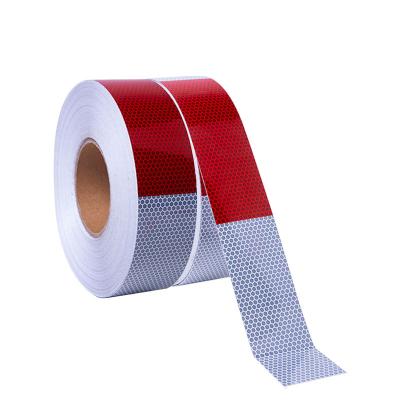 China Red & White Glass Bead DOT Reflective Tape  for Vehicle Safety Markings for sale