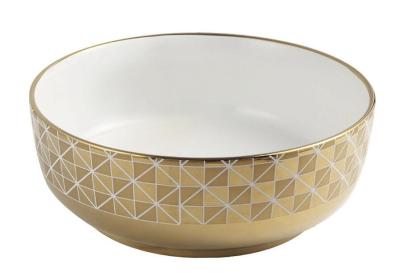 China CE Golden plating bathroom sink gold color porcelain handmade wash basin China factory for sale