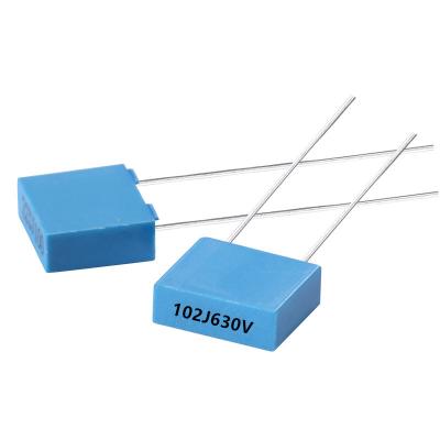 Китай ТИП 1nF 630Vdc P5mm голубой КОРОБКИ пленочного конденсатора полиэстера 102J630V MKT продается