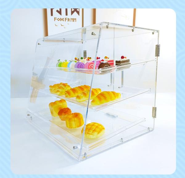 Quality Acrylic Pastry Display Case With Removable Trays And Magnetic Rear Doors for sale
