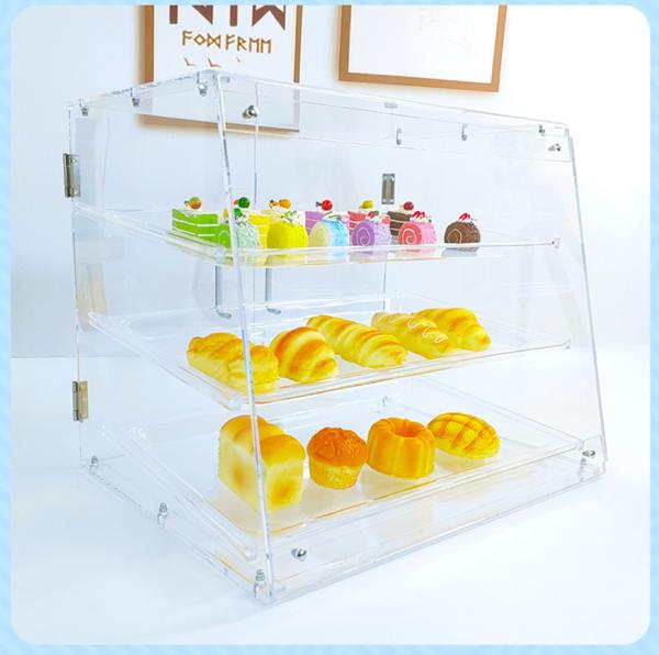 Quality Acrylic Pastry Display Case With Removable Trays And Magnetic Rear Doors for sale