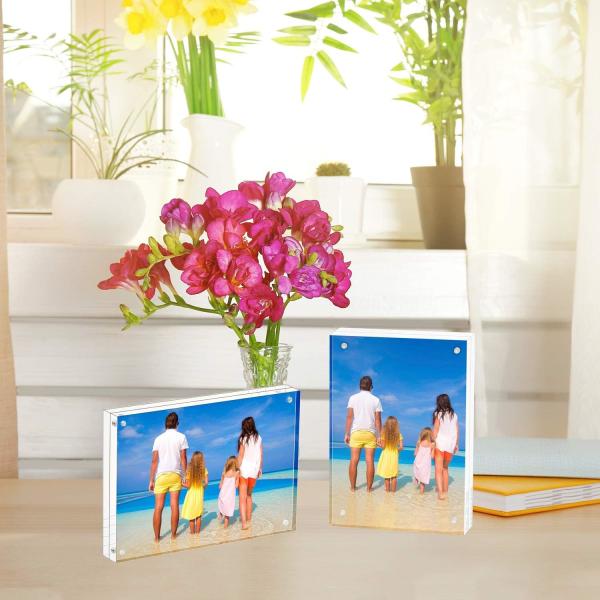 Quality Clear Freestanding 4X6 Acrylic Photo Frame Double Sided Acrylic Frameless Poster for sale