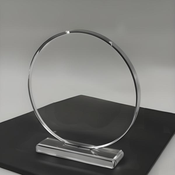Quality 5'' Diameter Round Clear Blank Acrylic Plaque With Stand Customized Engraving for sale