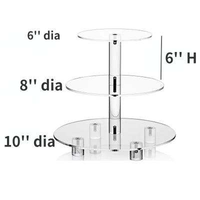 Cina 3 livelli Cupcake Acrilico Stand Round Lucite Cupcake Portatore per matrimonio / compleanno in vendita