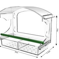 China Acrylic Plexiglass Window Bird Feeder Easy Install Custom Logo With Removable Tray for sale