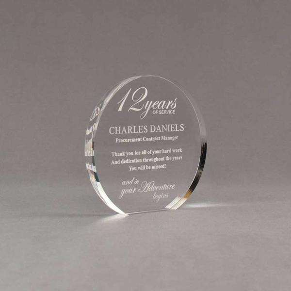 Quality 5'' Diameter Round Clear Blank Acrylic Plaque With Stand Customized Engraving for sale