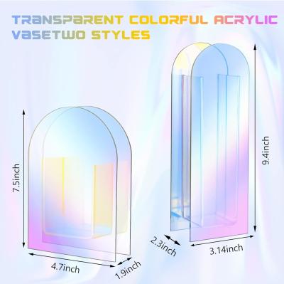 Cina Vaso acrilico a forma di U a curvatura a colore arcobaleno per decorazioni domestiche o tavoli da matrimonio in vendita