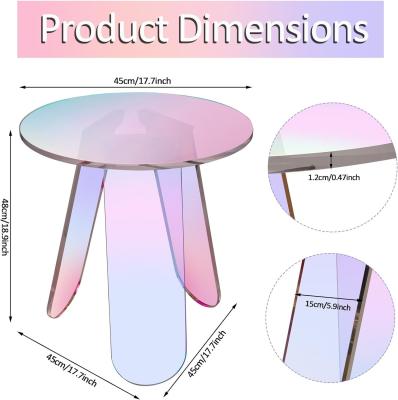 China Nordic Colorful Rainbow Custom Acrylic Furniture Acrylic Side Table Round Coffee Table for sale