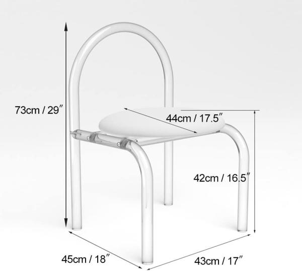Quality Modern Custom Acrylic Furniture acrylic dressing table chair 43X45X73cm For for sale