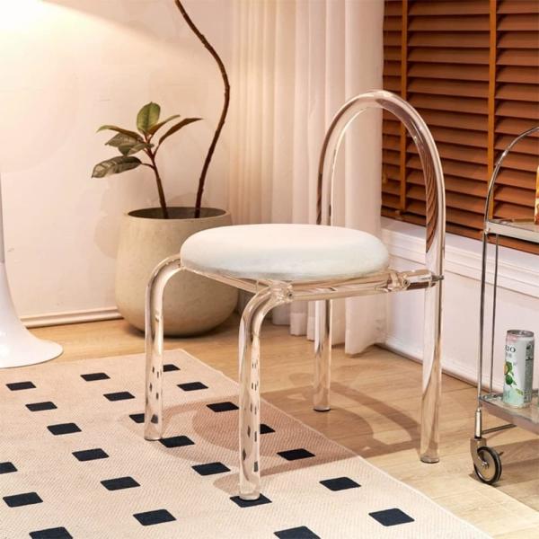 Quality Modern Custom Acrylic Furniture acrylic dressing table chair 43X45X73cm For for sale