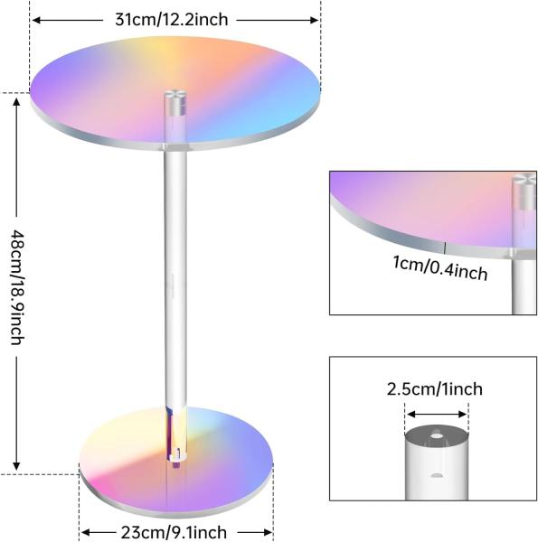 Quality Knock Down Design Acrylic Tea Table Rainbow Dazzling Color Acrylic Round Table for sale