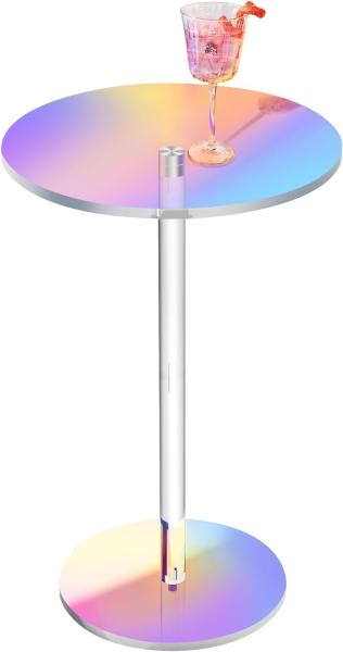 Quality Knock Down Design Acrylic Tea Table Rainbow Dazzling Color Acrylic Round Table for sale