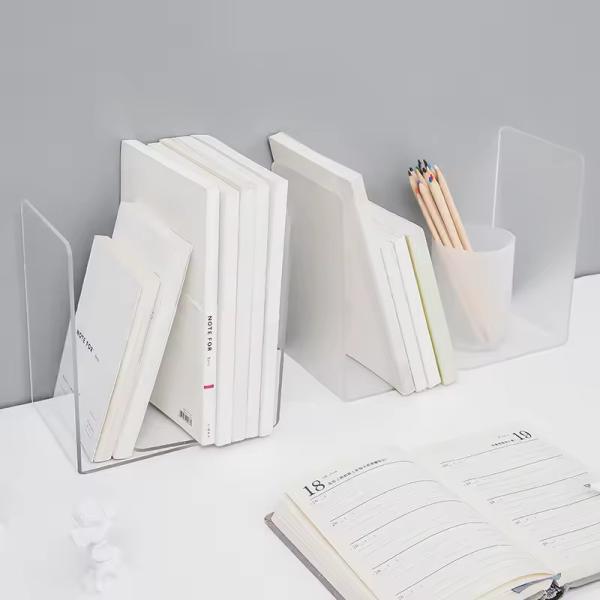 Quality Custom Size Acrylic Bookends Plexiglas Shelves Heavy Duty Desktop Book Organizer for sale