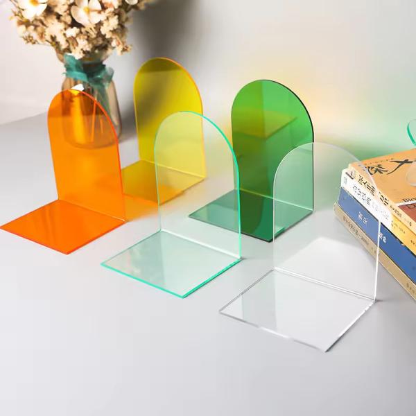 Quality Custom Size Acrylic Bookends Plexiglas Shelves Heavy Duty Desktop Book Organizer for sale