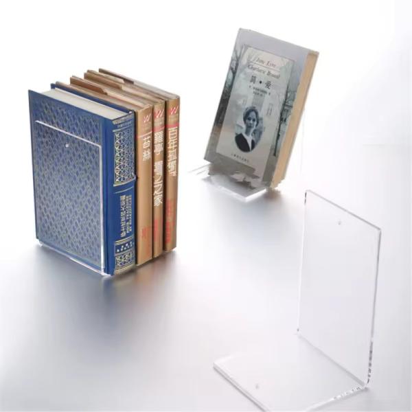 Quality Custom Size Acrylic Bookends Plexiglas Shelves Heavy Duty Desktop Book Organizer for sale