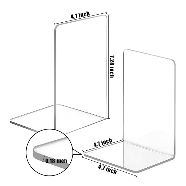 Quality Custom Size Acrylic Bookends Plexiglas Shelves Heavy Duty Desktop Book Organizer for sale