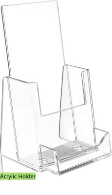 China 4 inch Acrylische toonbank stand Acrylische brochureshouders met kaart slot Te koop