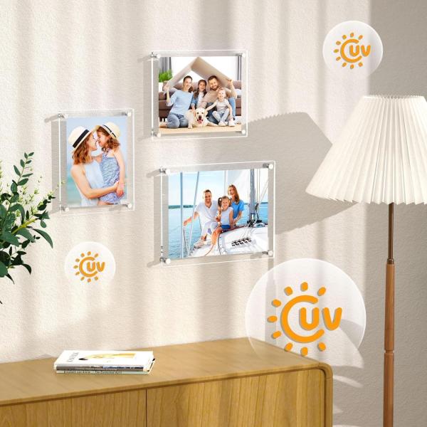 Quality Decoration Floating Acrylic Photo Wall Frames 13'' X 16'' With Metal Standoffs for sale
