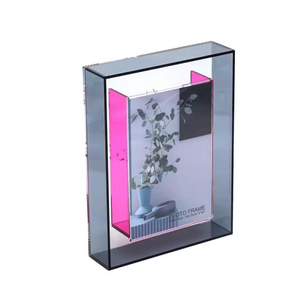 Quality 5''X 7'' Acrylic Photo Frame Square Acrylic Shadow Box Frame Wall Mounted Double Side for sale