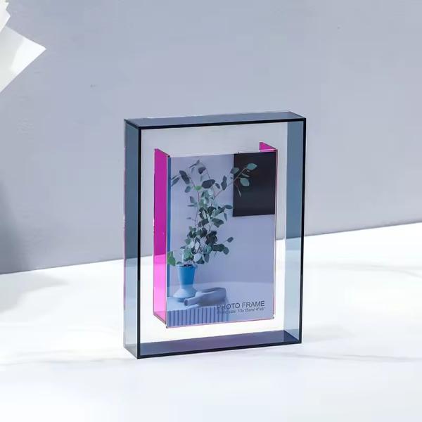 Quality 5''X 7'' Acrylic Photo Frame Square Acrylic Shadow Box Frame Wall Mounted Double for sale