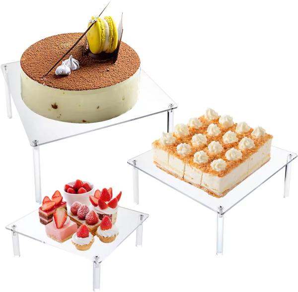 Quality Assembled Design Acrylic Cake Stand Buffer Table Riser Food Serving Custom for sale