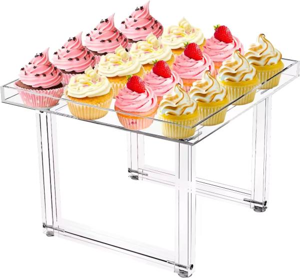 Quality Assembled Design Acrylic Cake Stand Buffer Table Riser Food Serving Custom for sale